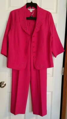 Woman's Tan Jay 2 Piece Pant Suit Size 10 - Pink - 'Used' With ...