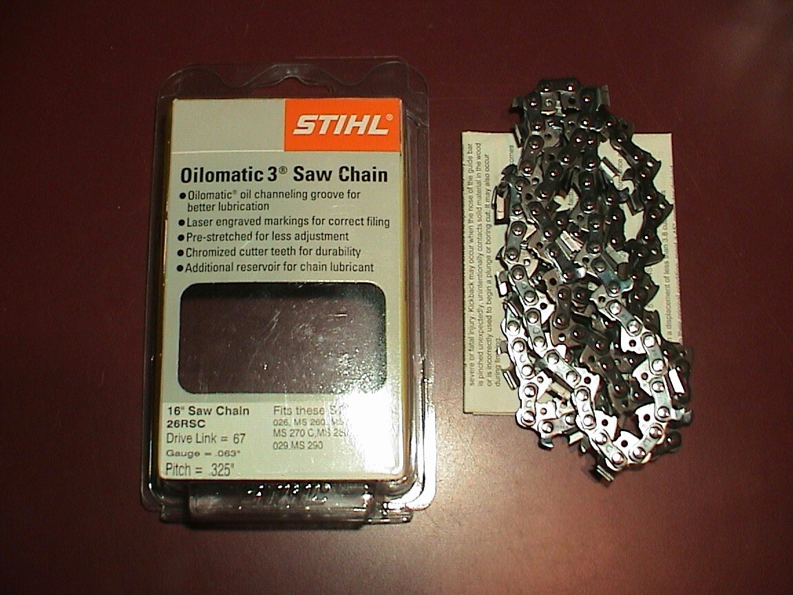 STIHL .325 Pitch .063 Gauge Full Chisel Chainsaw Chain 67 DL STIHL ...
