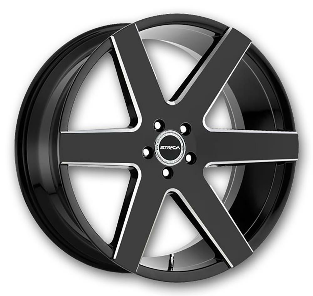 22 inch 22x9.5 Strada CODA BLACK MILLED wheels rims 5x150 +28 | eBay