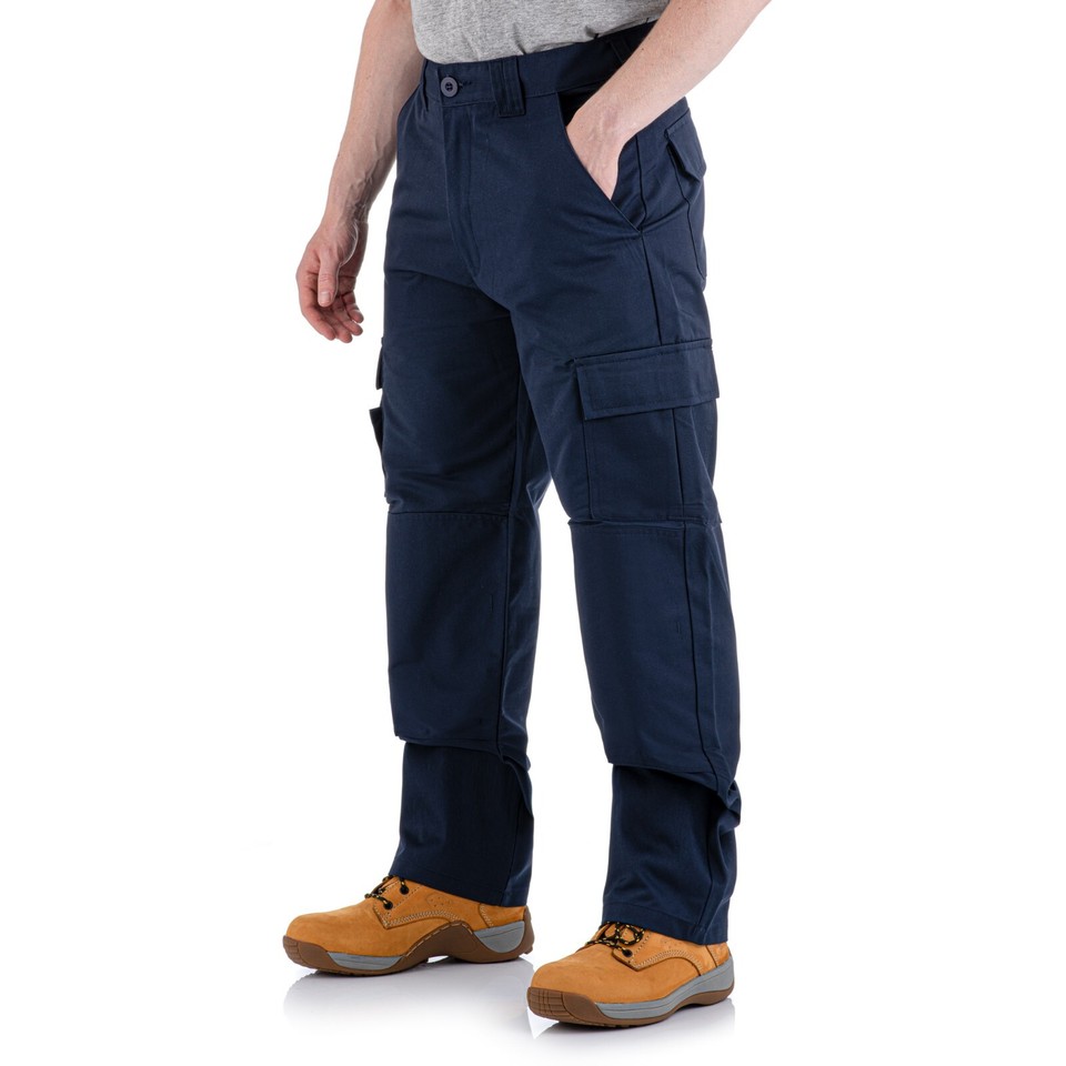 Mens Cargo Work Trousers Black Grey Navy Multi Pocket Combat Pants For ...
