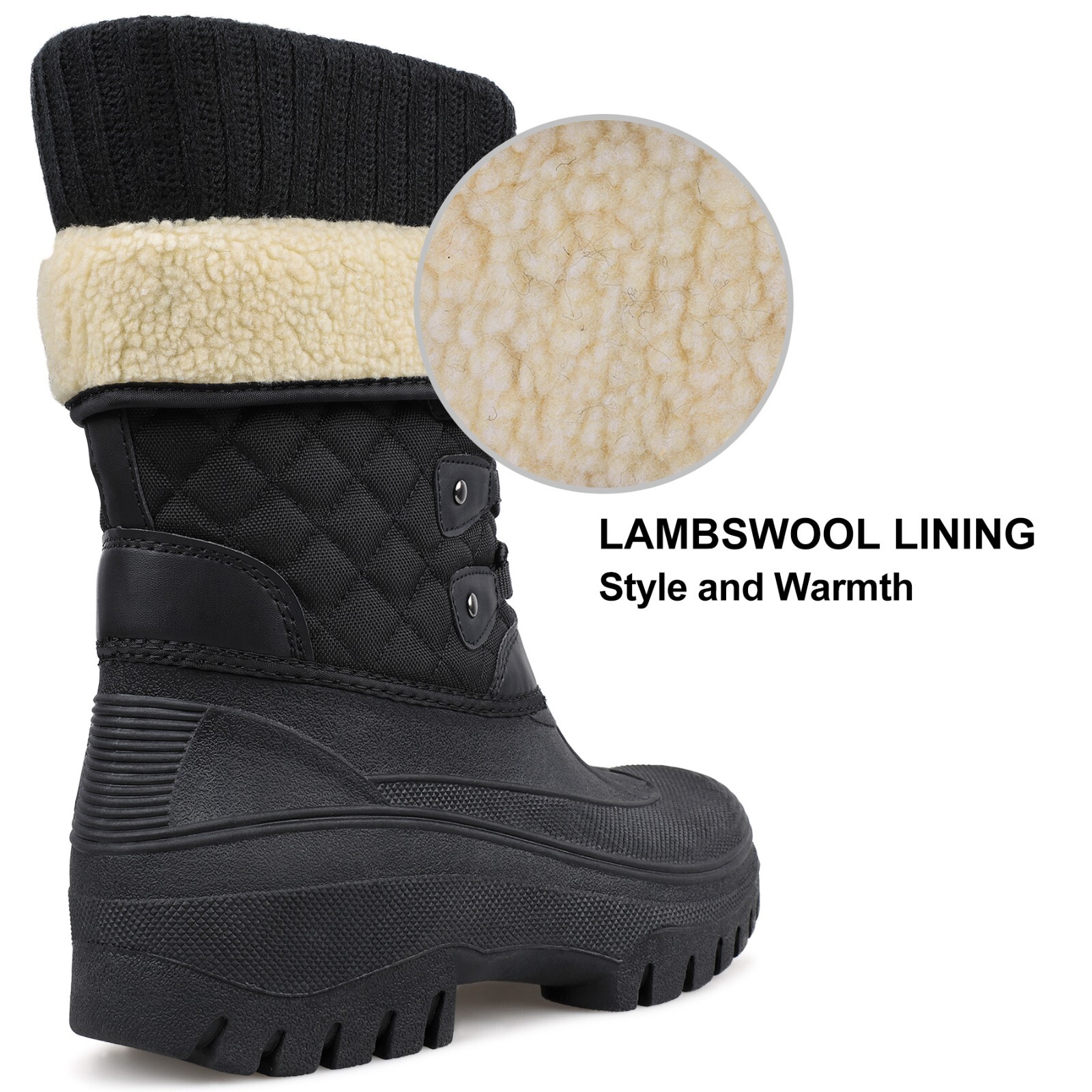 Knixmax Women's Winter Waterproof Snow Boots Warm Sole Fur Lined ...