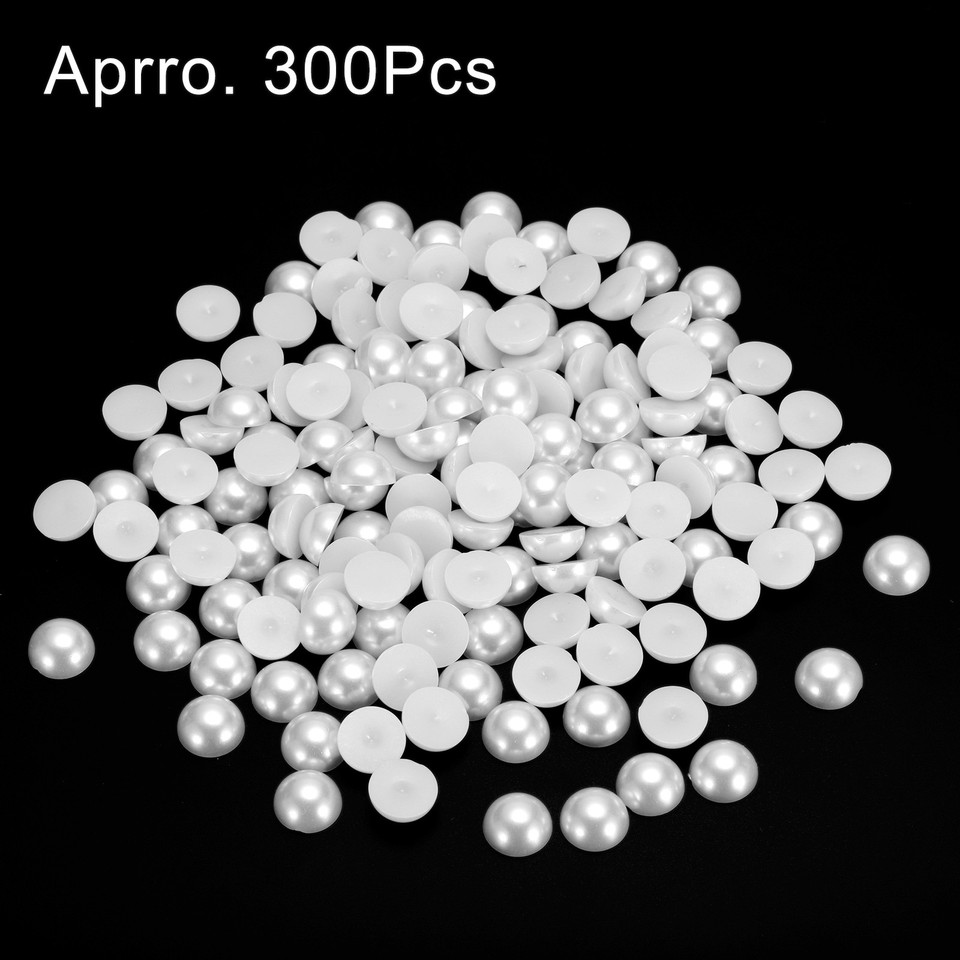 300pcs Flatback Pearls 14mm ABS Plastic Half Round Dome Pearls, White ...