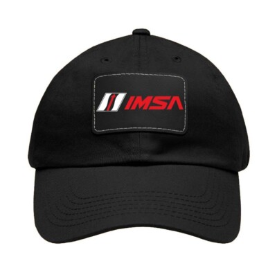 IMSA International Motor Sports Black Adjustable Dad Hat with Leather ...