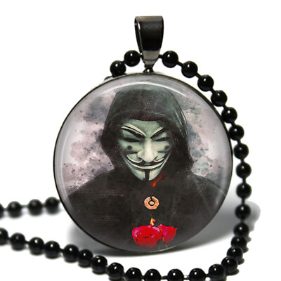 Vendetta Masked Man Pendant Necklace Glass Top Handcrafted Gift | eBay