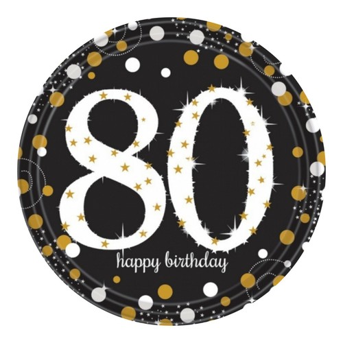80TH BIRTHDAY EDIBLE Birthday Cake Decorate Icing Sheet Topper Round ...