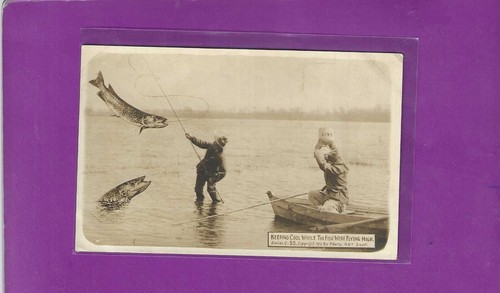 1910 exaggerated fishing "the fish were flying" Photo Art Shop pub.RP ...