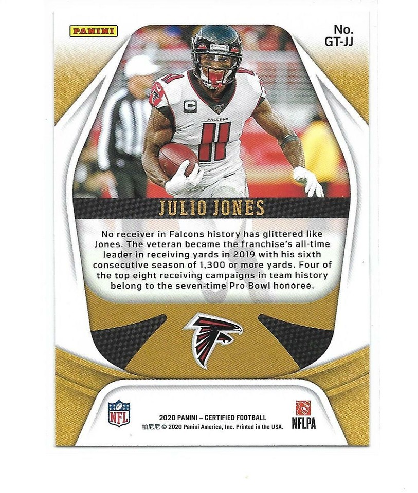 2020 PANINI CERTIFIED JULIO JONES ATLANTA FALCONS #GT-JJ GOLD TEAM ...