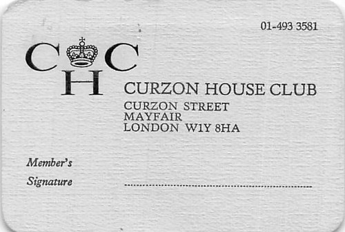 Curzon House Club - London, UK - Paper Membership Card from 1975 | eBay