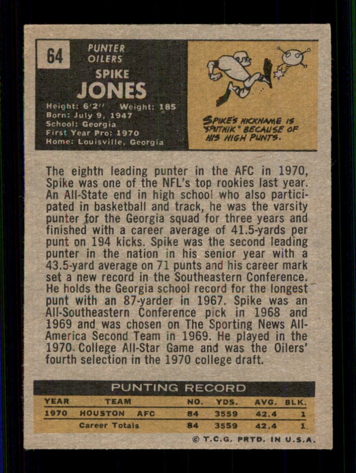 1971 Topps #64 Spike Jones - Crease Free | eBay