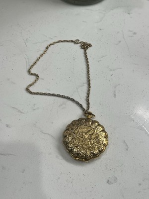 Vintage MAX FACTOR Golden Lark Pocket Watch-Style Makeup Compact w ...