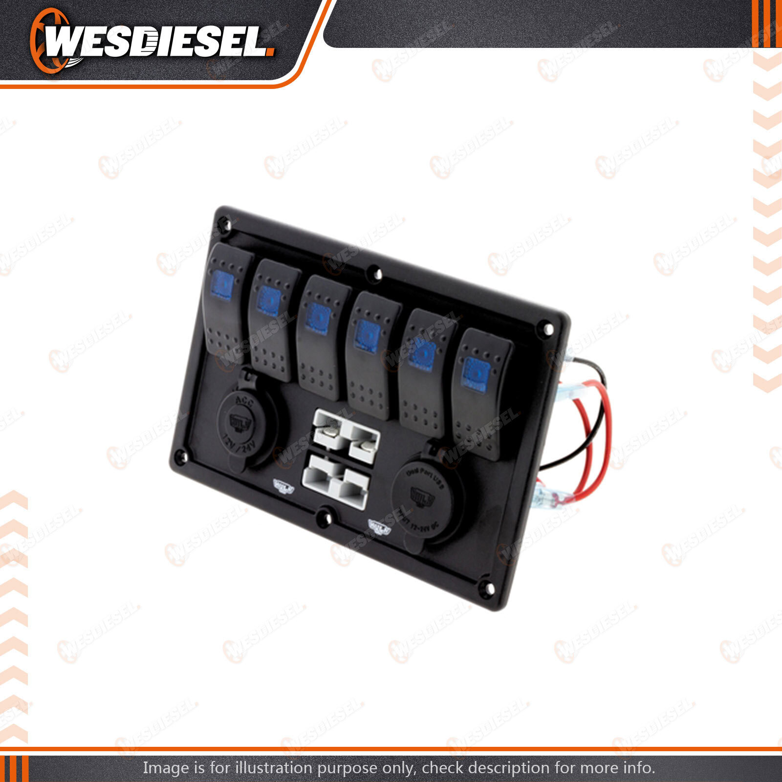 Wesdiesel Prewired 6 Way Switch Panel With 50A Plugs ACC Power Socket ...
