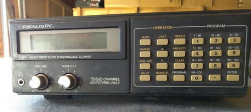 Realistic Pro 2022 Radio Scanner UHF VHF AM-FM 200 channel W/Memory ...