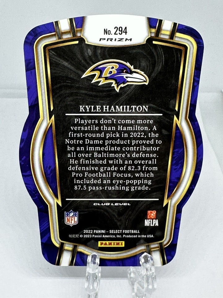 2022 Select Black Red Club Level Die Cut Kyle Hamilton | eBay