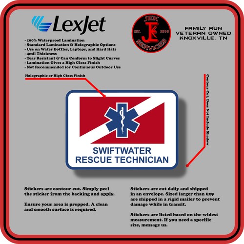 Swiftwater Rescue Technician Waterproof Sticker Decal for Water Bottles ...