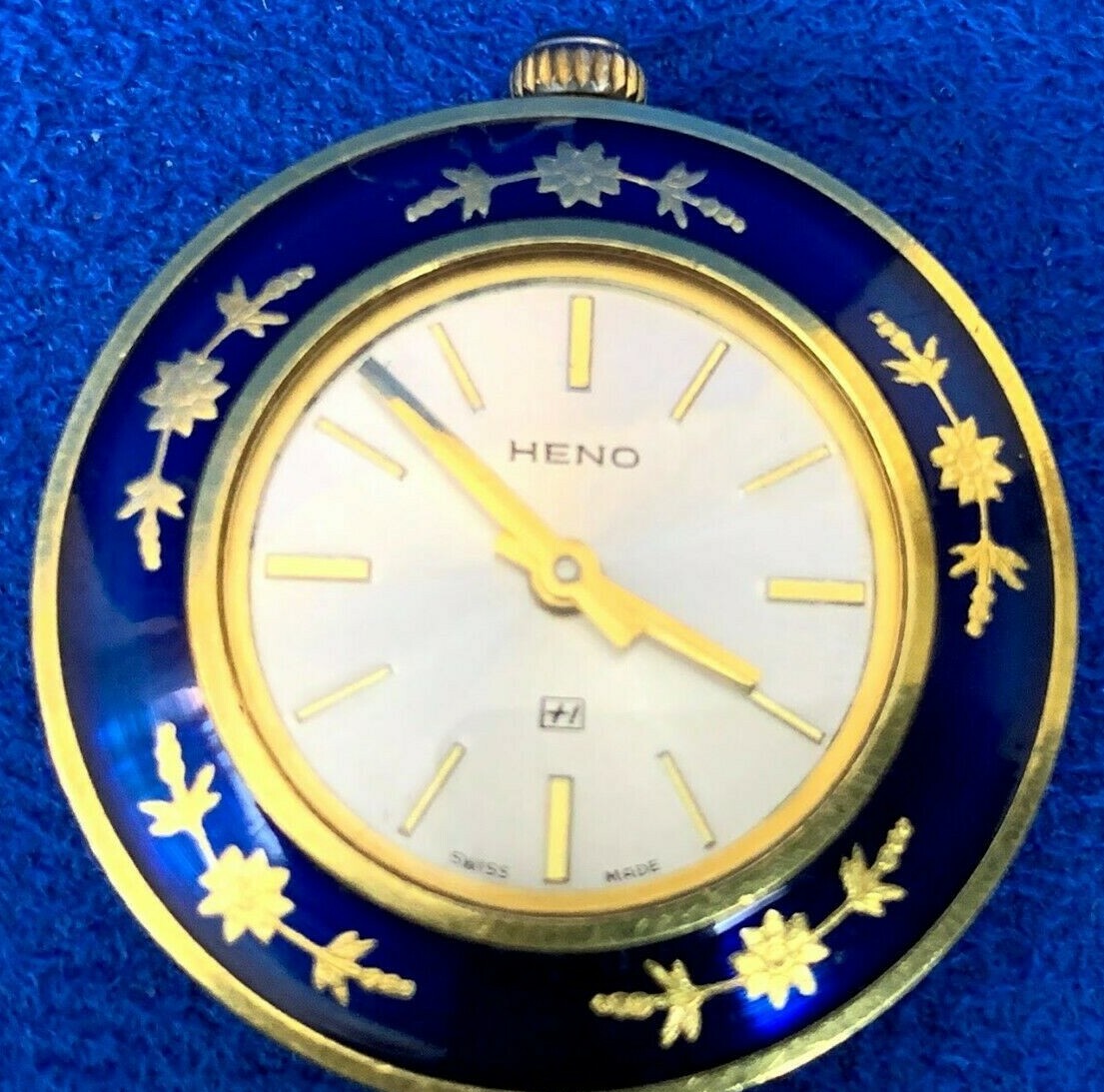 Vintage Heno Swiss made Cobalt Enamel On Gild Pendant Watch | eBay