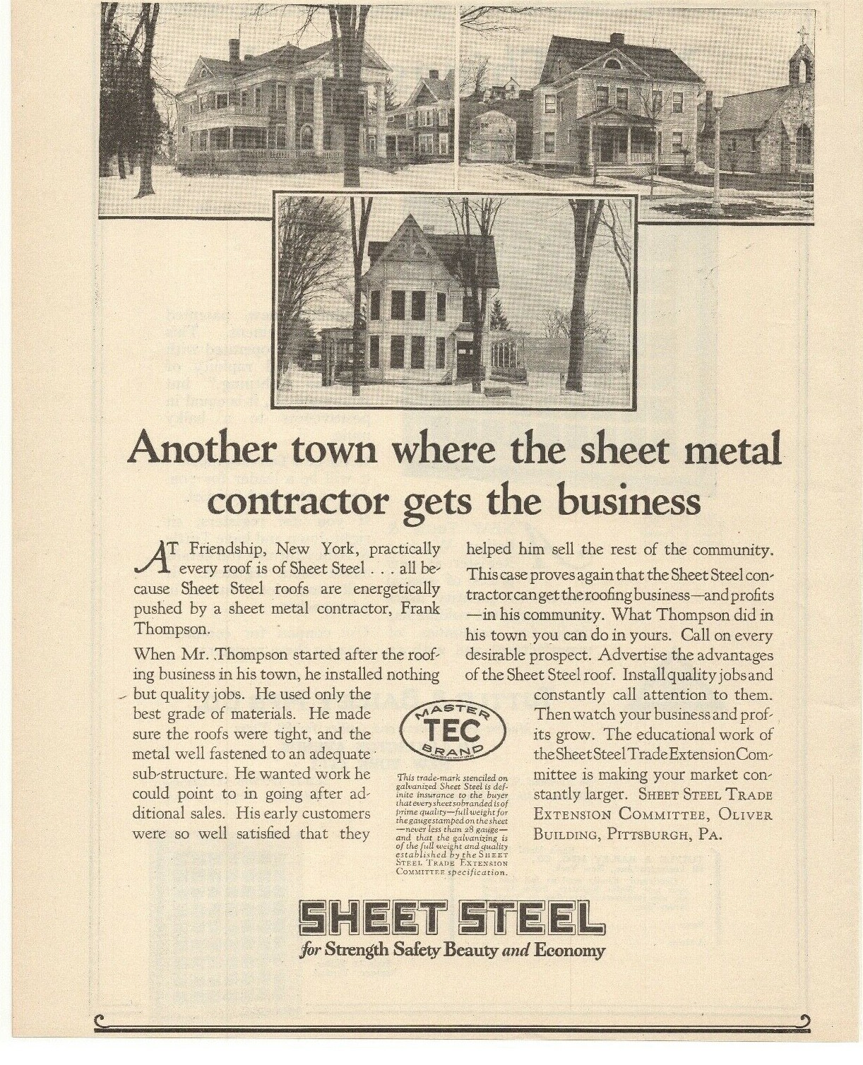 1927 Master TEC Sheet Steel Advertisement Pittsburgh, PA | eBay