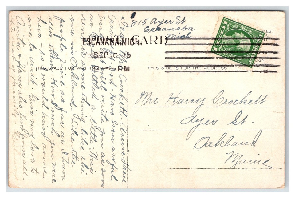 c1910 Carnegie Library, and St. Joseph's Church, Escanaba MI Postcard ...