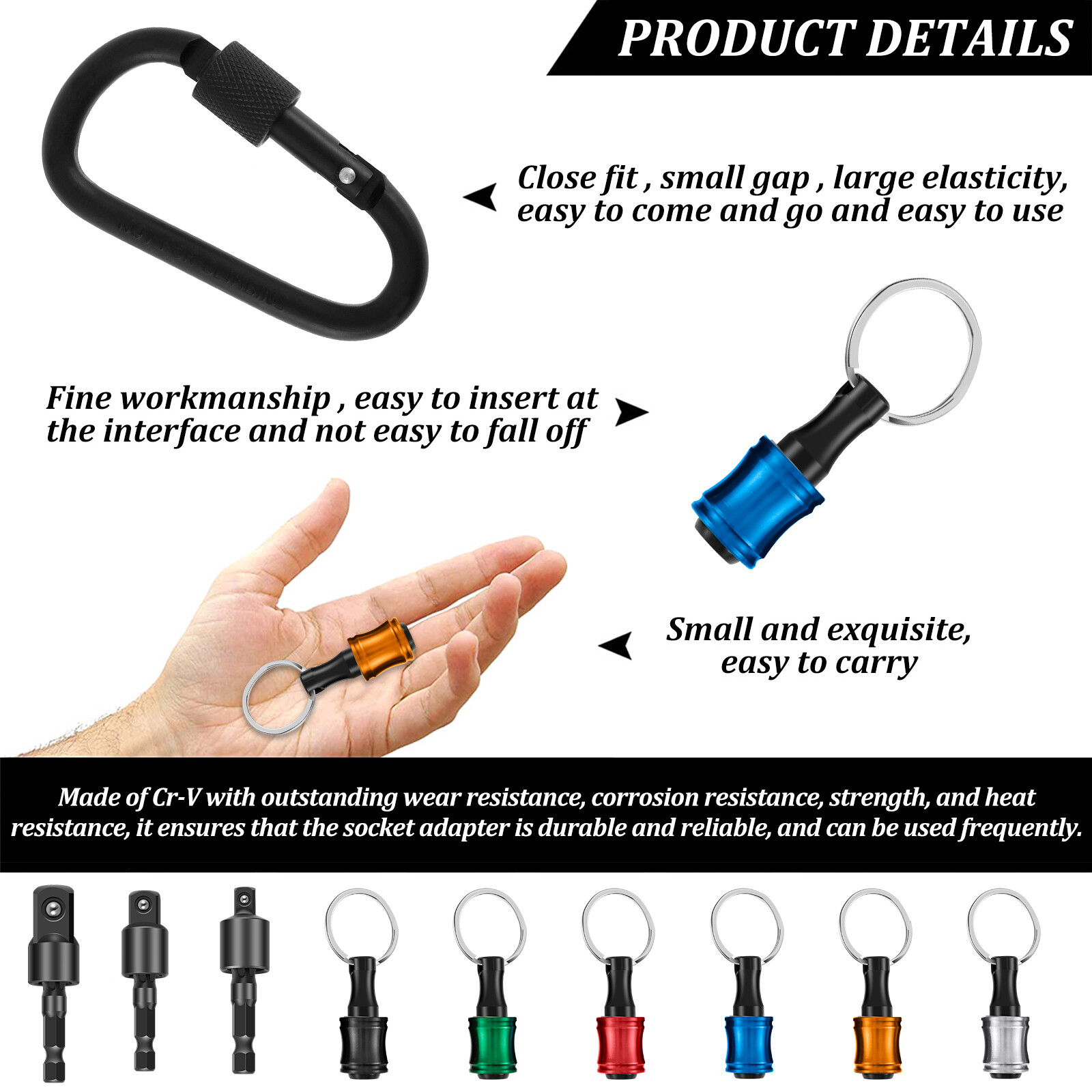 6Pcs Bit Holder Keychain Portable 1/4inch Hex Shank Screwdriver Drill ...