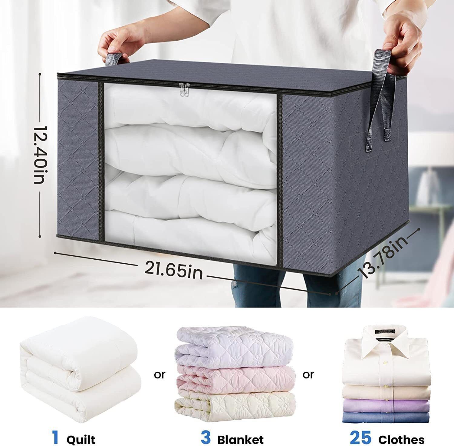 6/8pcs 90L Clothes Storage Bag Organizer, Large Foldable Storage Bags ...