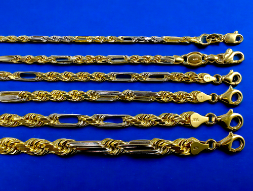 14K Two Tone Gold SOLID Milano Figaro Rope Chain Necklace Diamond Cut ...