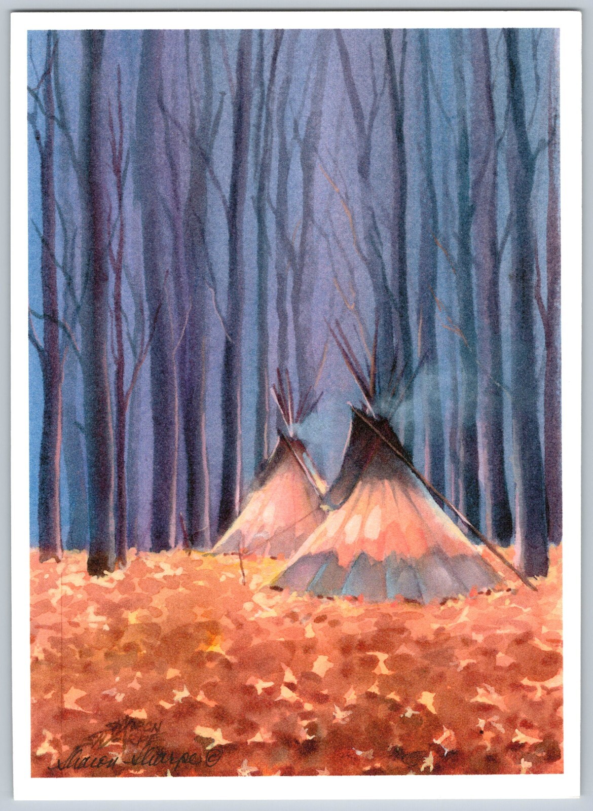AUTUMN TIPI LEAVES by Sharon Sharpe Art Card 7.5" x 5.25" | eBay