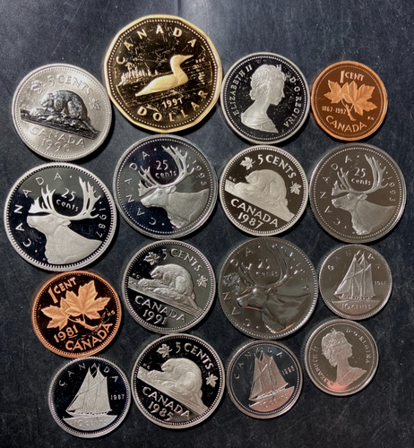 Old Canada Coin Lot - 1964-1980 - 16 PROOF AND PROOF LIKE COINS - Lot # ...