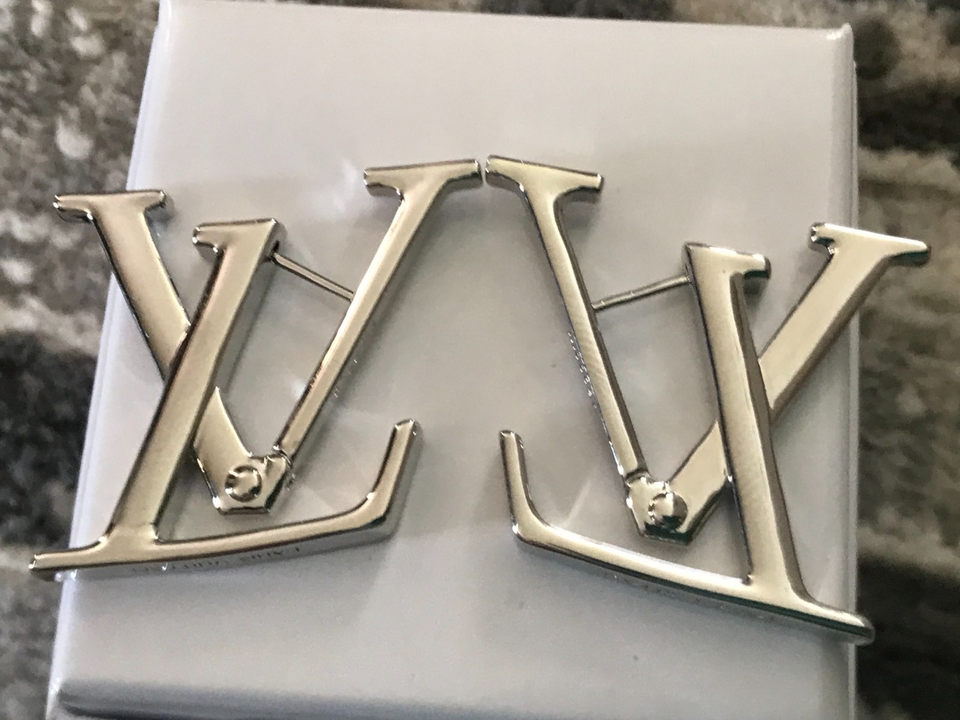 LOUIS VUITTON Earrings Macro LV Stud | eBay Australia