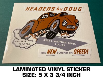 HEADERS BY DOUG VINYL DECAL STICKER - DRAG RACING - NHRA - SCCA VINTAGE ...