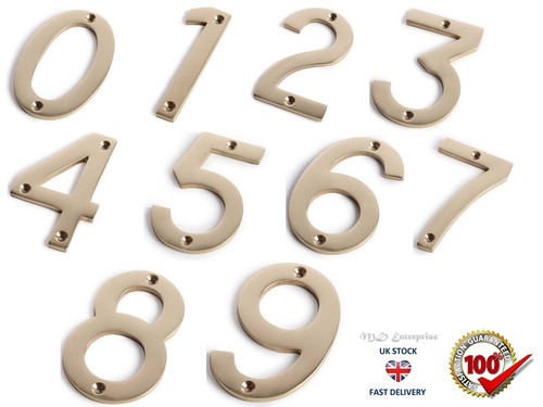 Brass Door Numbers & Letters 3" (75mm) Polished Solid | Branded ...