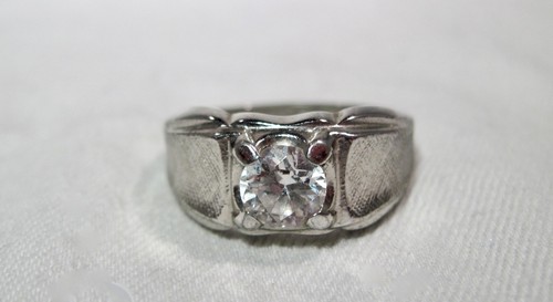 Vintage Sterling Silver Signed LIND Men's Cubic Zirconia Ring 1.03 TCW ...