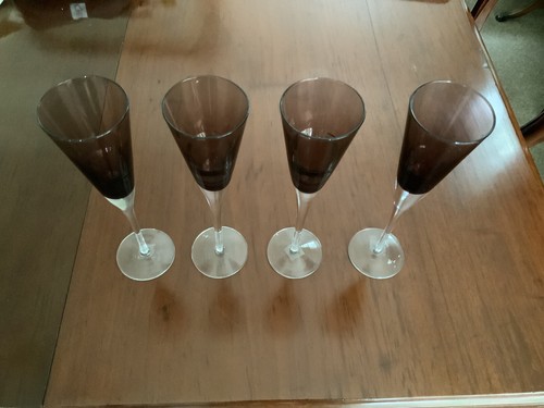 Champagne flutes set of 4 hand blown two tone glass by Bribe | eBay