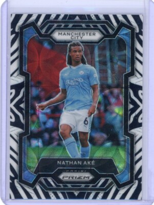 Nathan Ake 2023-24 Panini Prizm EPL Zebra /15 #10 SSP Manchester City ...