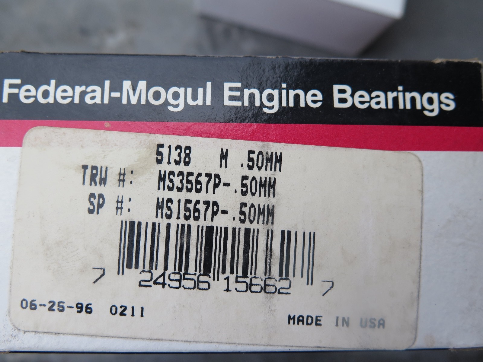 Federal Mogul 5138 M.50MM Main Bearing Set NOS (16C1-1, 14B1-2) | eBay