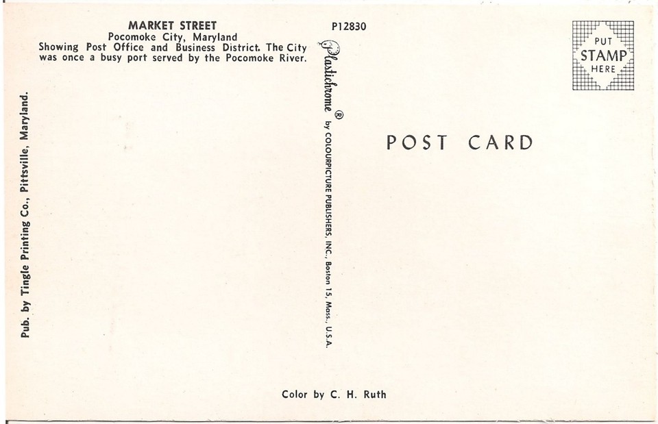 Post Office and Business District on Market Street in Pocomoke City MD ...
