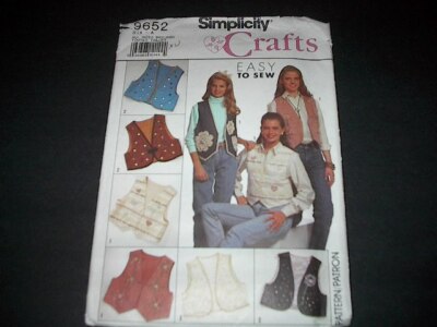 Simplicity Pattern 9652 "Vests" Size XXS Petite Small to X-Large New ...