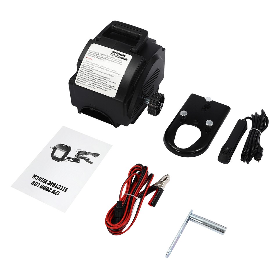Portable Electric Winch 2000 LB Remote Towing Hitch Truck Trailer Boat ...
