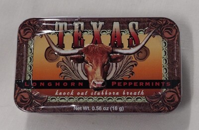 Factory Sealed Never Open Amuse Mints Tin Texas Longhorn Peppermints ...
