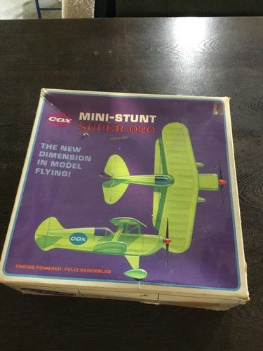 cox mini-stunt super 020 lime green gas powered control line airplane w ...