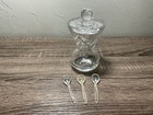 Vintage Cut Crystal Honey Jelly Jam Jar With Lid & 3 Spoon | eBay