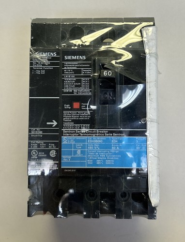SIEMENS,ED43B060,CIRCUIT BREAKER 60A 480V 3P NEW | eBay