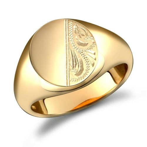 Yellow Gold Oval Signet Ring Very Heavy Weight Men's Hallmarked British ...