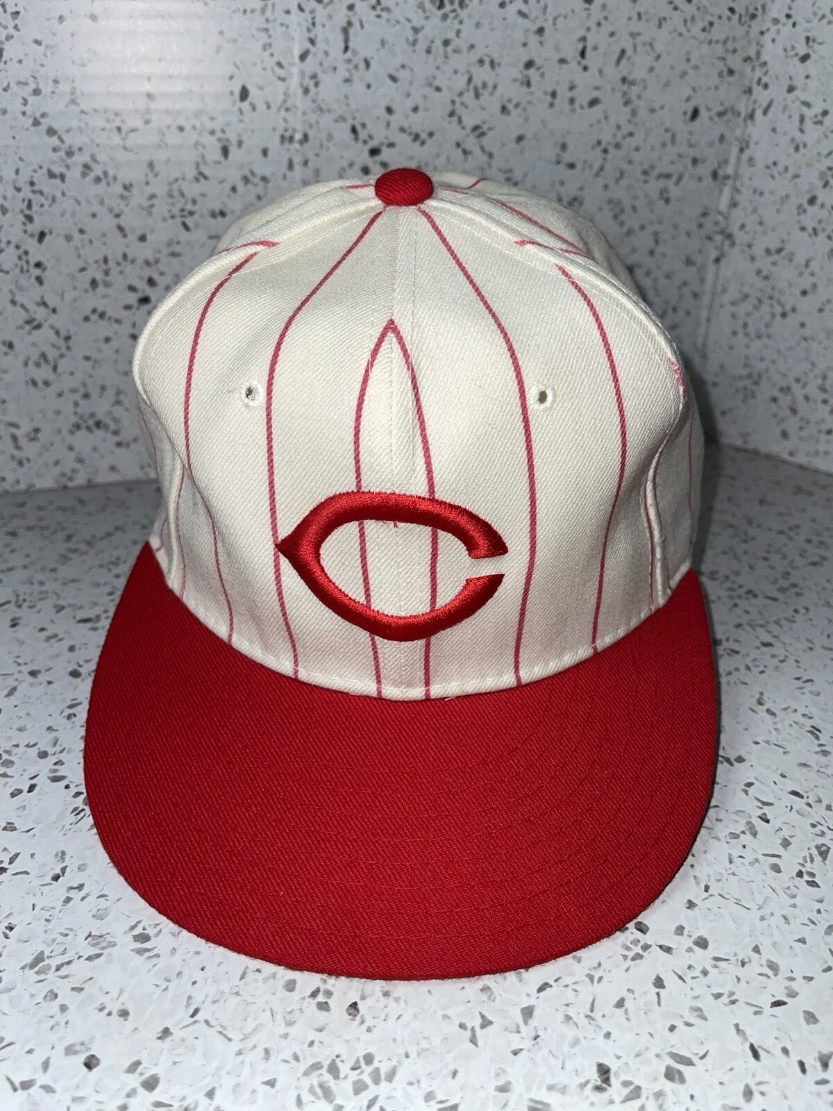 Vintage Cincinnati Reds Pinstripe Cap Hat Red Fitted Size 6 7/8 MLB New ...