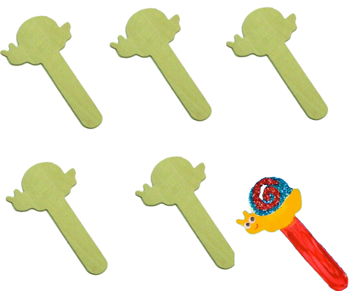 20 SNAIL Shaped Wooden Lollipop Sticks Puppets Bug Themed Crafts Party ...