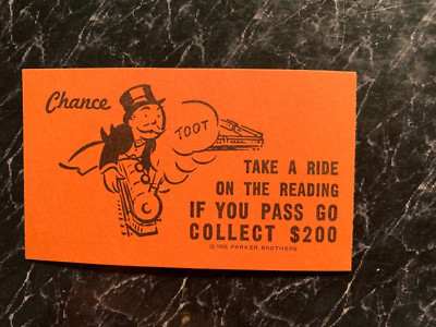 Monopoly VINTAGE CHANCE CARD Take A Ride On The Reading PARKER BROS | eBay