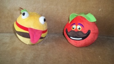 Set of 2 Fortnite Round Plush Figure Heads Beef Boss Tomato 4" 2019 ...