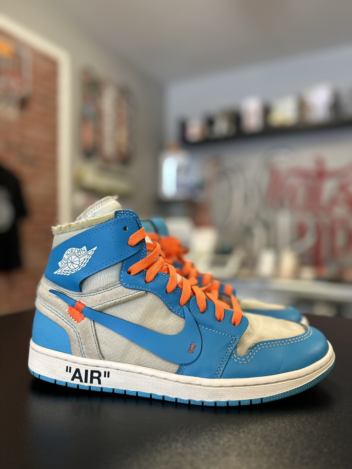 Jordan 1 Retro High Off-White University Blue Size 10… - Gem