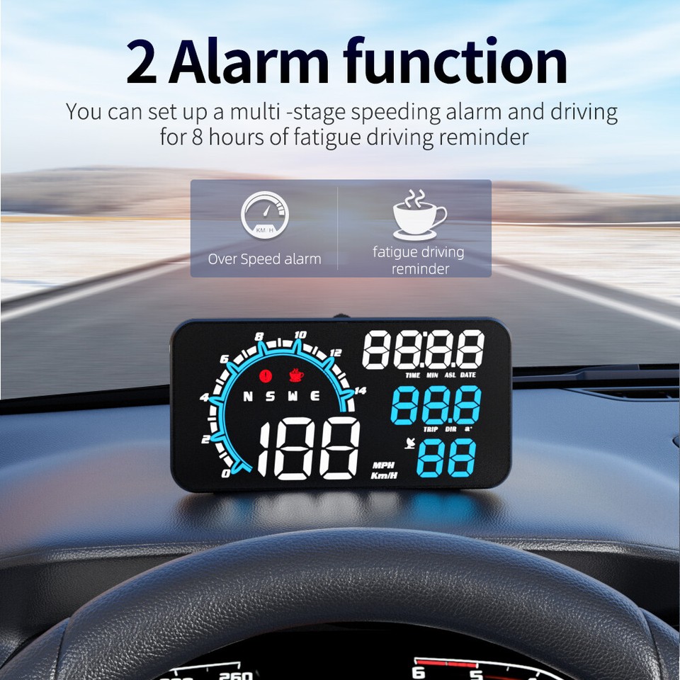 5.8" Car Digital Speedometer Head Up Display GPS HUD Odometer Overspeed ...