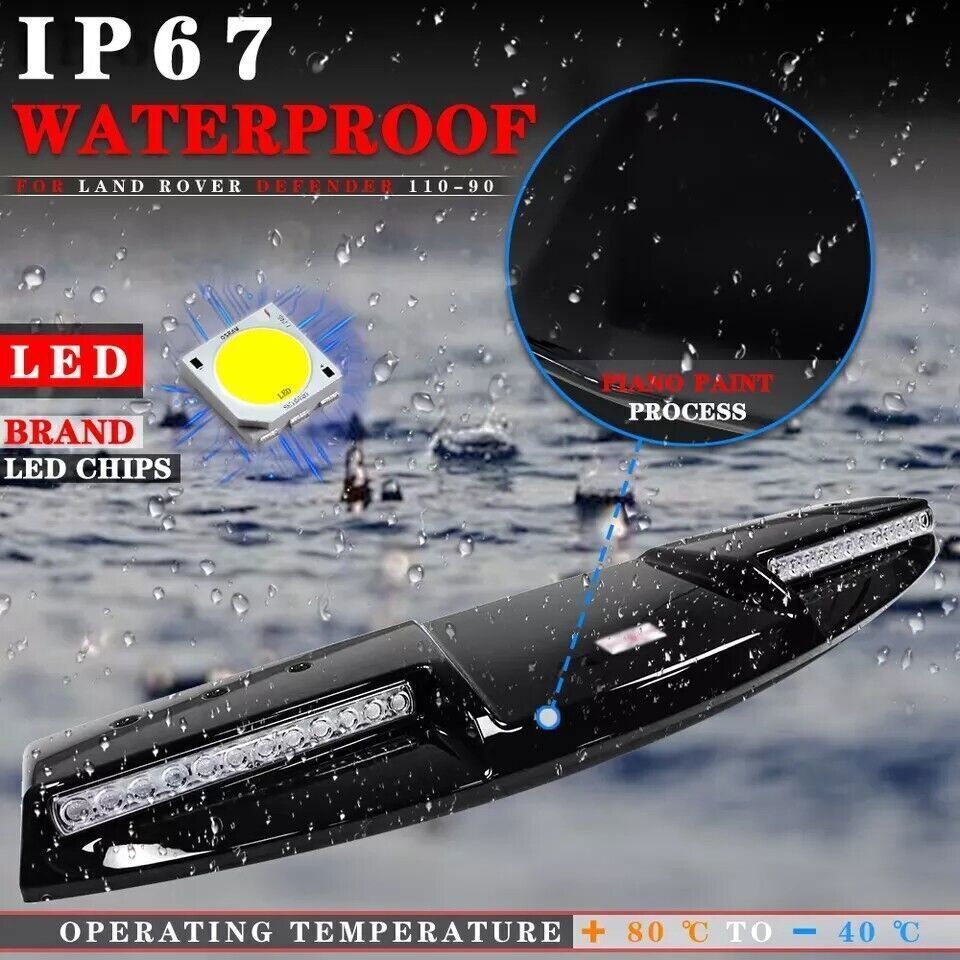 Fit For Land Rover Defender Roof Light Bar Pod Front Spoiler With DRL ...