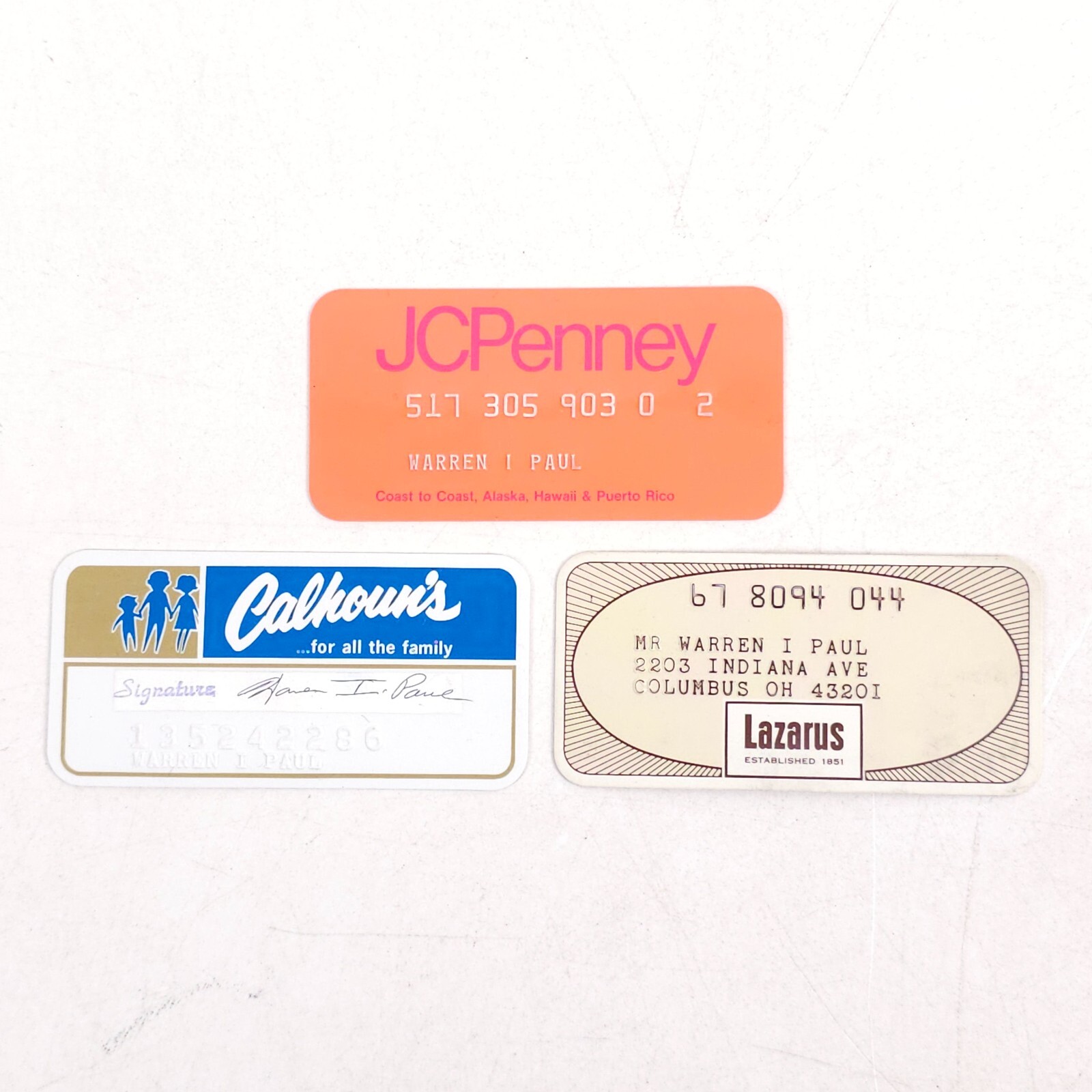 Vintage 1970's Expired Store Credit Charge Cards JC PENNY, CALHOUN'S ...
