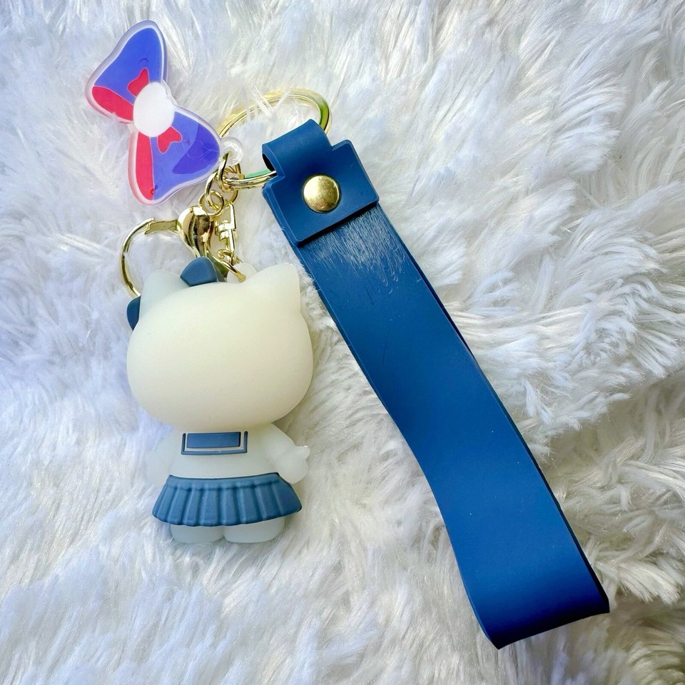NEW Kawaii Sanrio Hello Kitty Navy Blue Keychain - Cute School Girl Bag ...